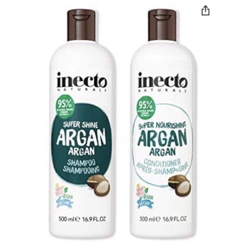 Inecto Naturals Super Shine Argan Shampoo/Conditioner(Made in UK)(Vegan ...