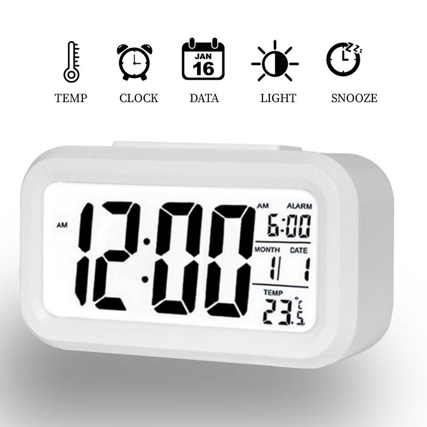 Digital Backlight LED Display Table Alarm Clock Snooze Thermometer ...