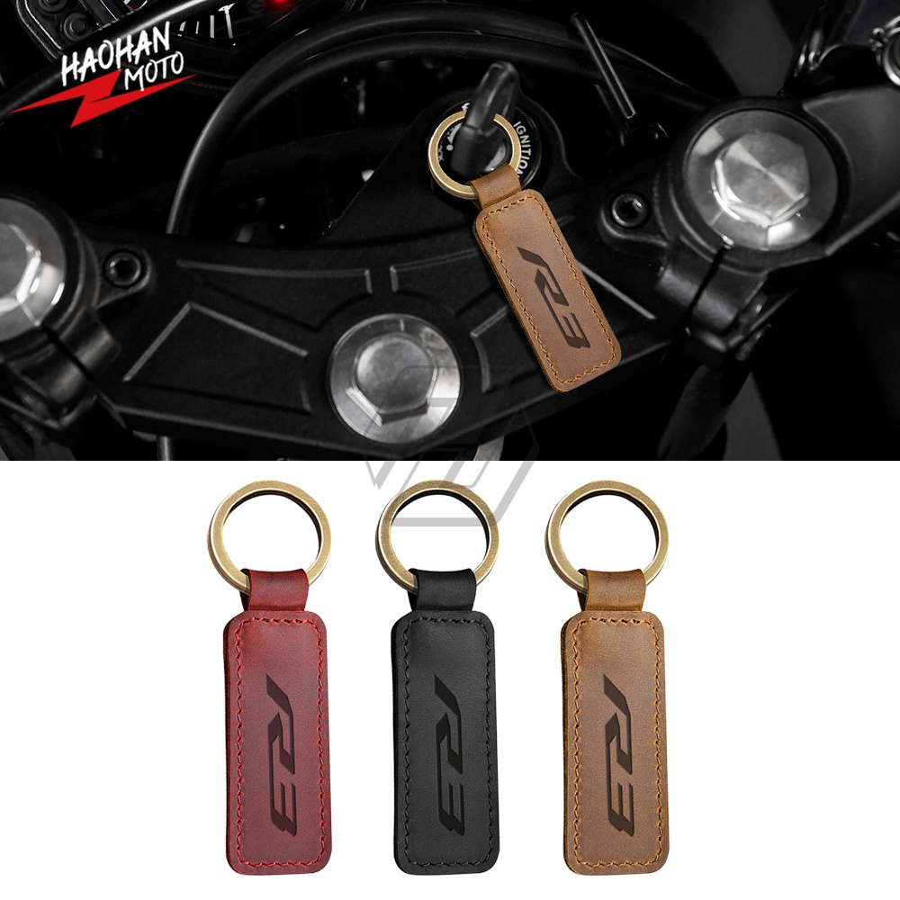 For Yamaha YZF-R3 R3 Models Motorcycle Keychain Cowhide Crazy Horse ...