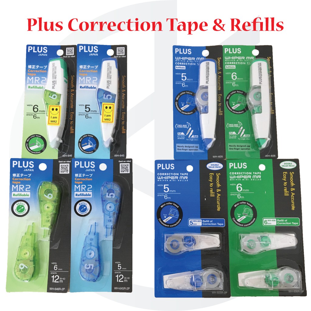 Plus Correction Tape / Refills ( Whiper MR & MR2 ) | Shopee Philippines