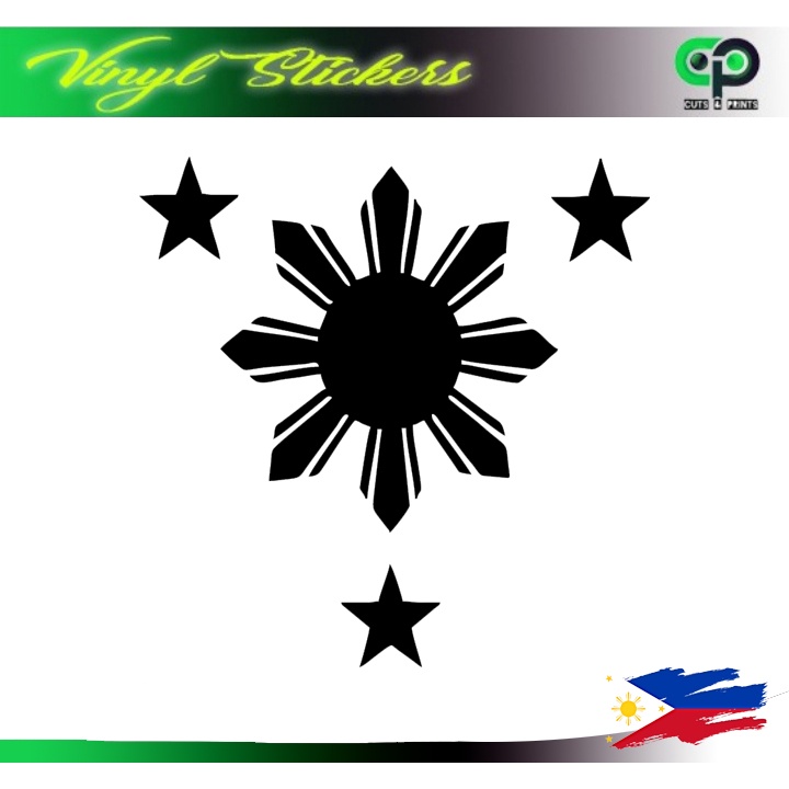 Philippine symbol 3 stars and a sun 001 Makabayan Vinyl Sticker For ...