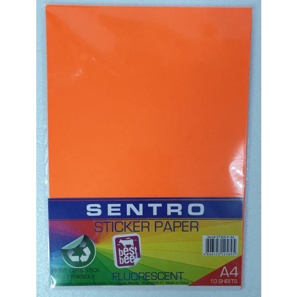 Sentro Fluorescent Sticker Paper A4- 10 Sheets | Shopee Philippines