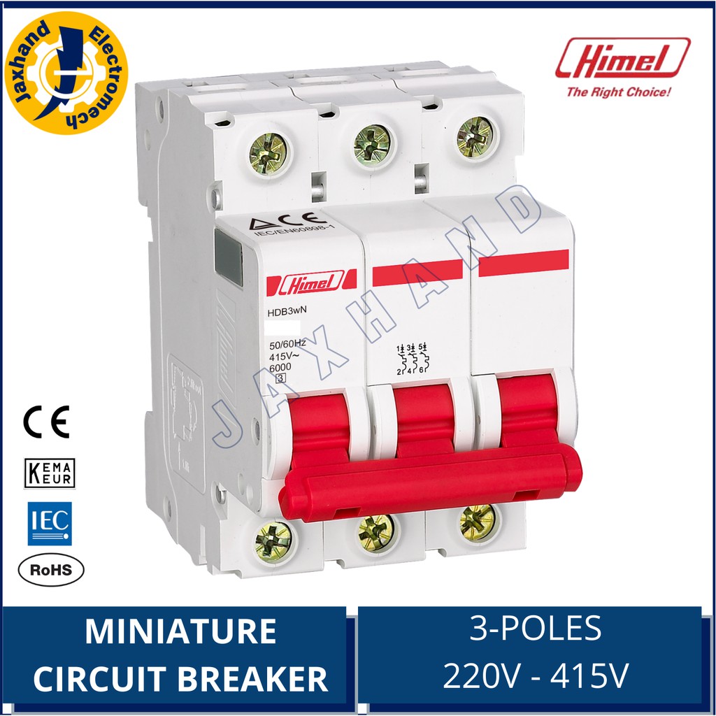 Himel Miniature Circuit Breaker 2A - 125A, 3-poles Din Rail Type Rated ...