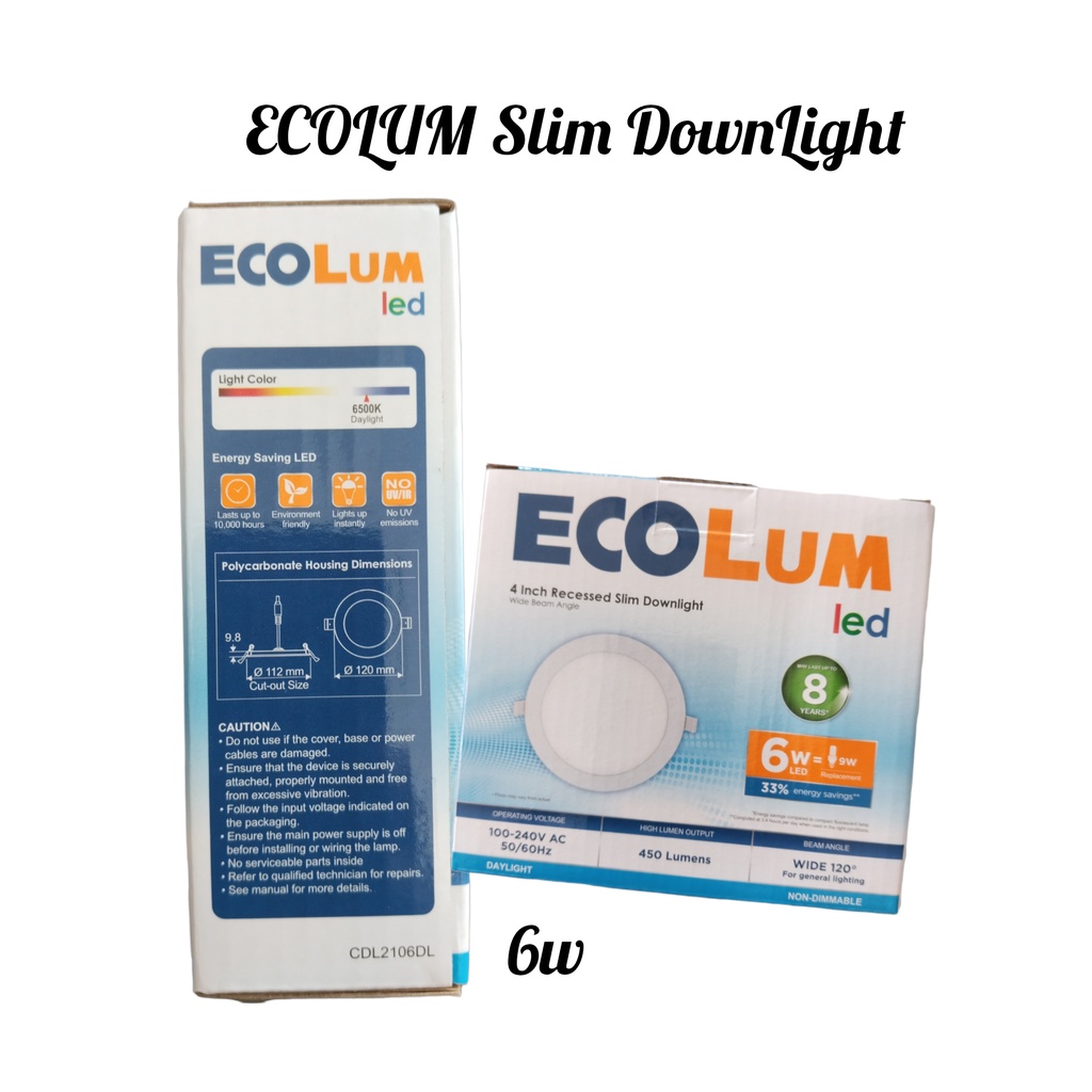 Ecolum Recessed Round Light Emitting Diode LED Downlight Daylight 6 ...