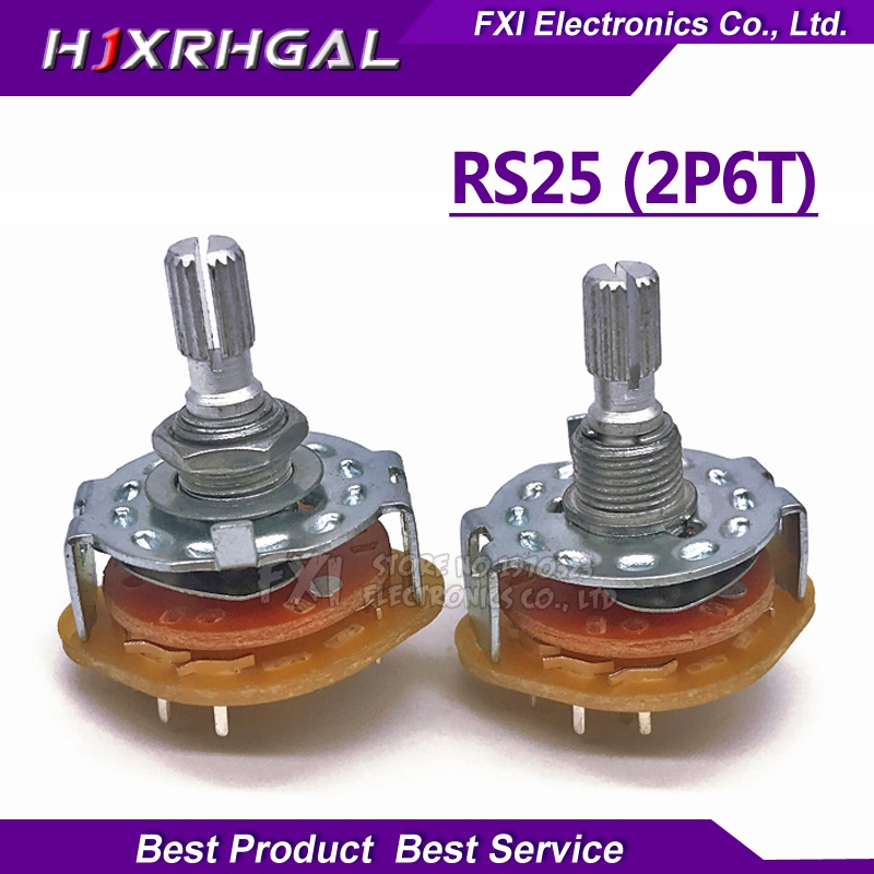 2PCS RS25 Band switch 2P6T Mount Rotary Switch Selector Band 2 Pole 6 ...