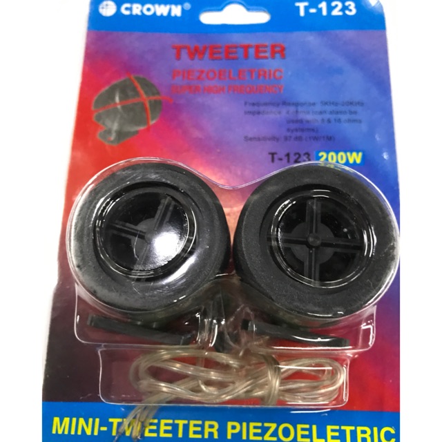 T-123 crown piezo mini tweeter 200watts with free capacitor | Shopee ...