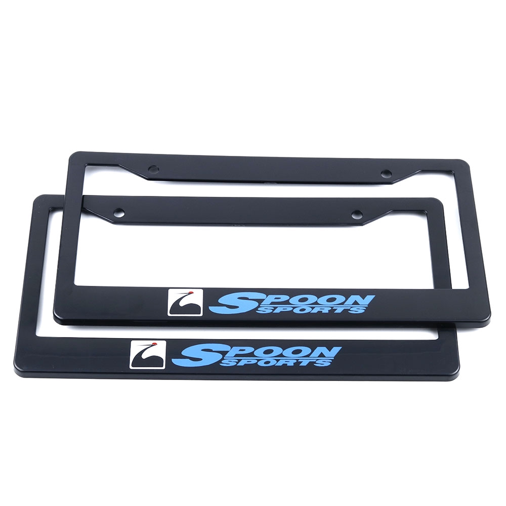 2X Black SPOON Racing Car License Plate Frame Tag Cover Number Holder ...
