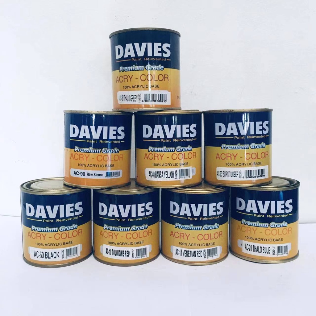 DAVIES Premium Grade Acry-Color 100% Acrylic Water Based 60mL 1/4L ...