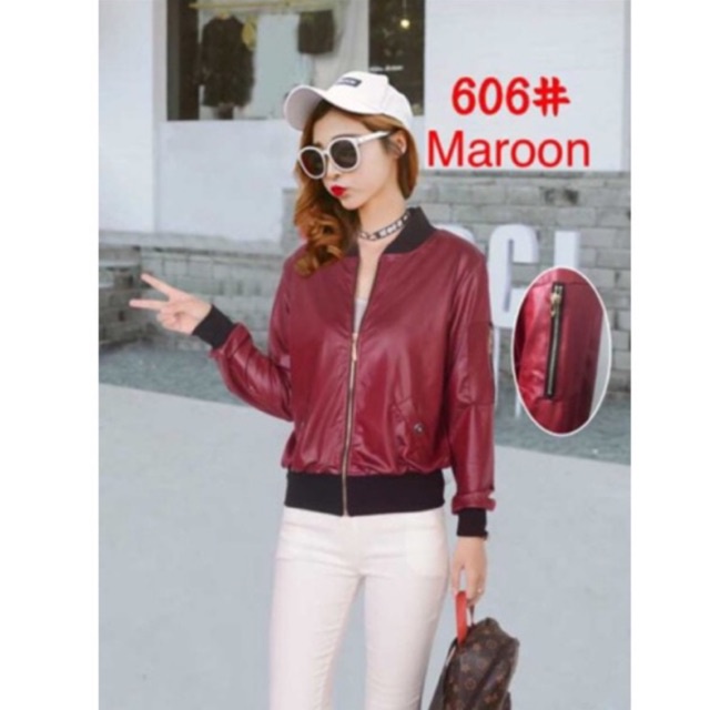 #606 Jacket Leather jacket korean style unisex zipper jacket | Shopee ...