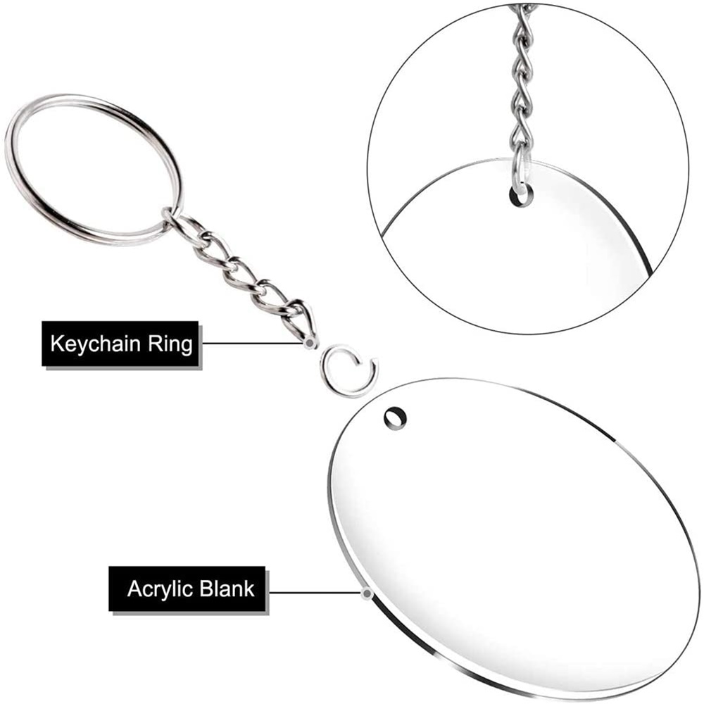 【🇵🇭LOCAL SHIP】90Pcs Transparent Acrylic Disc Keychain Rough Tassel ...