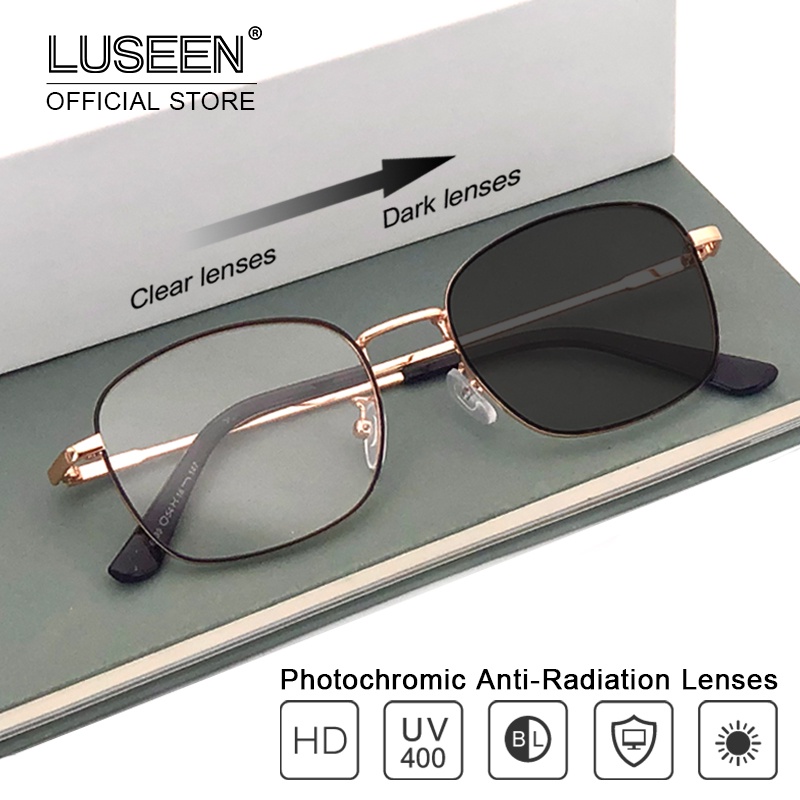 LUSEEN Anti Radiation Eyeglass For Woman Men Photochromic Eye Glasses ...