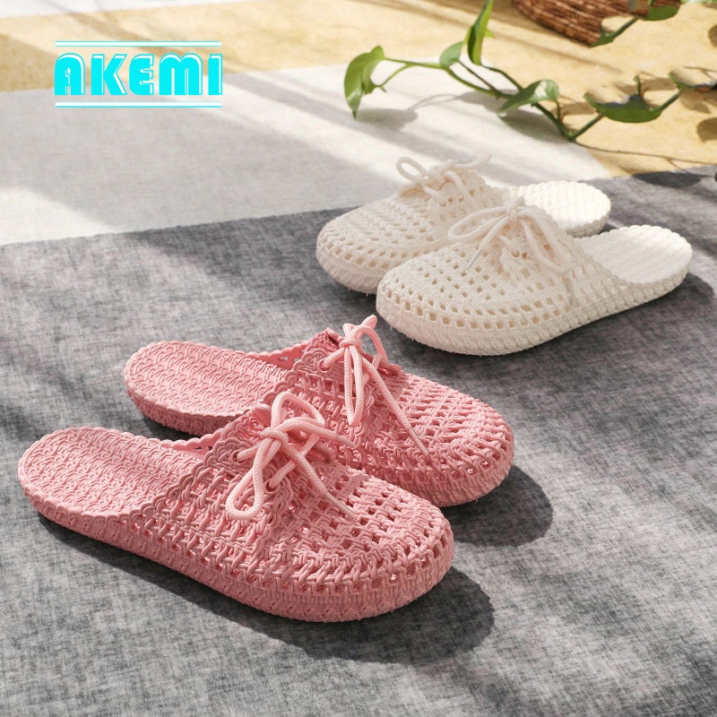 Korean fashion closed toe mesh hollow plat sandals flat rubber summer ...