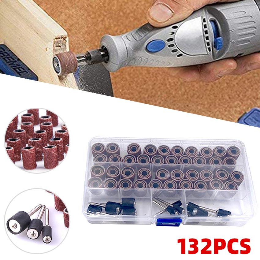 132 Pieces Drum Sander Set With Free Box for Dremel Rotary Tool 120 ...