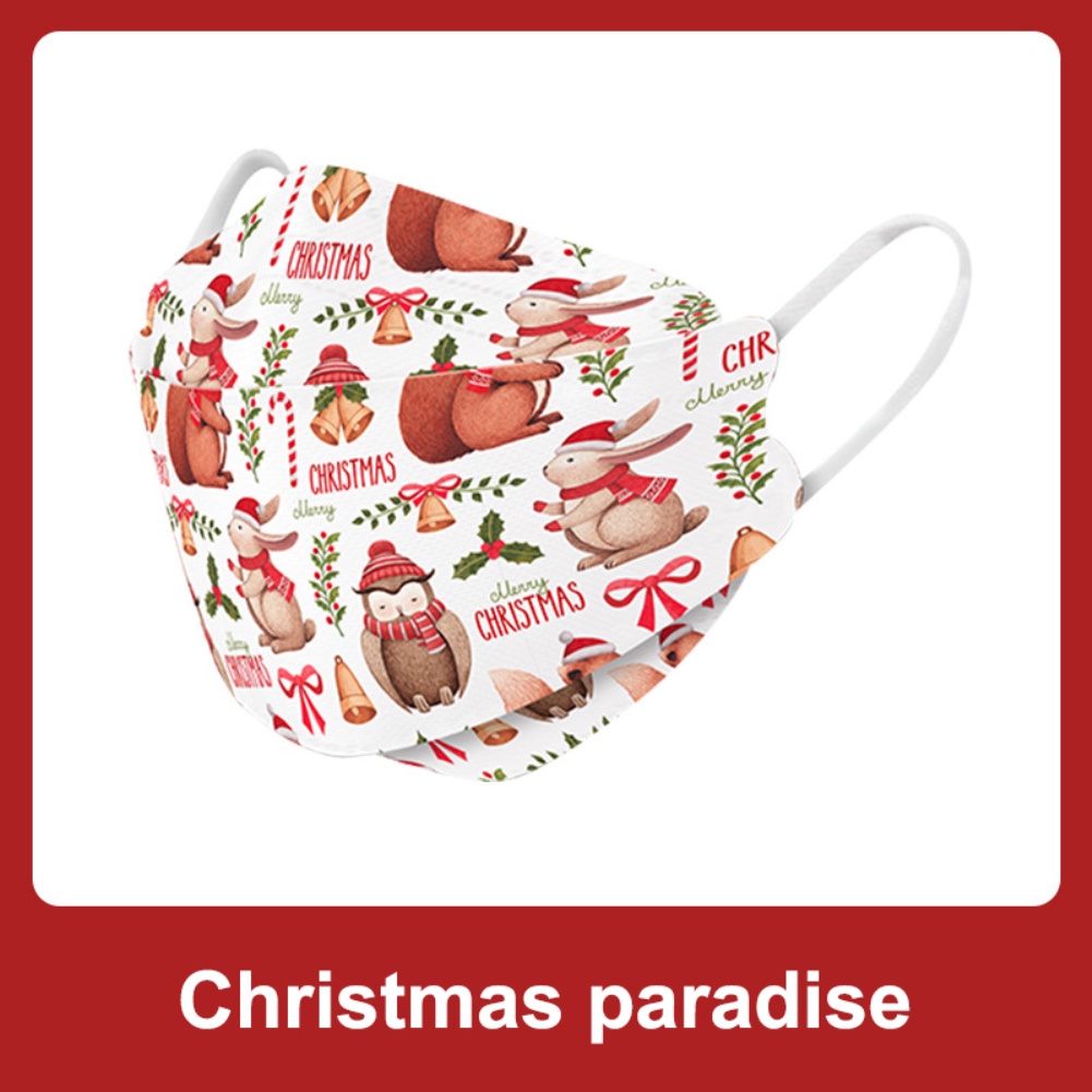 READY 10PCS Unisex Face Mask Adults Christmas 3D Designs 4-Ply Facial ...