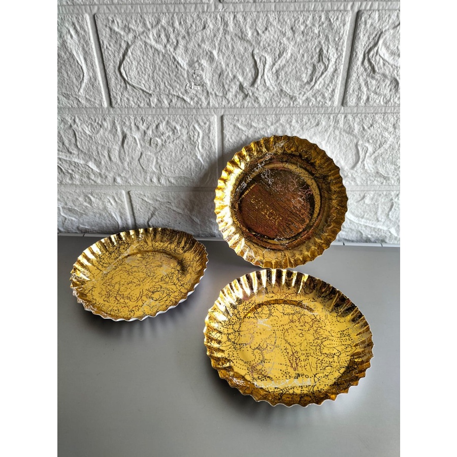 Silver / gold paper plate / Small round birthday cake plate | Shopee ...