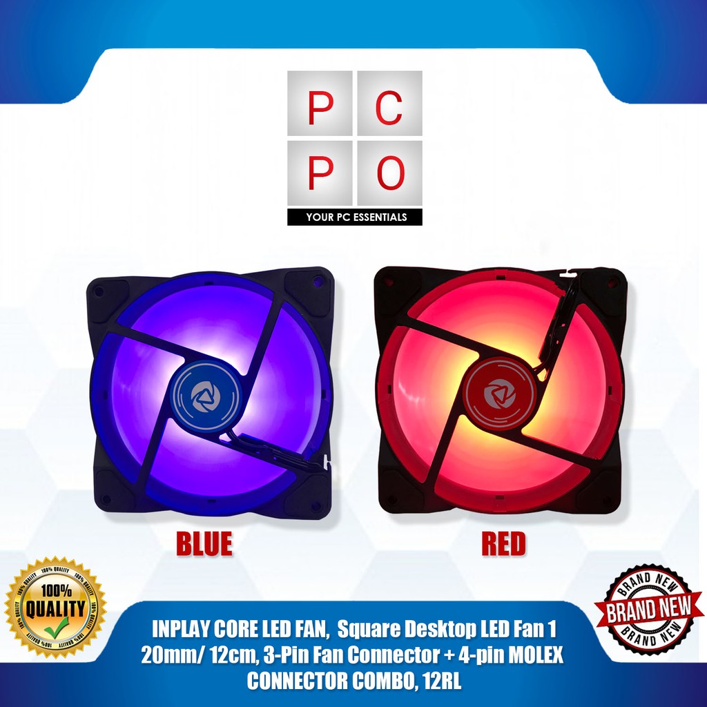 INPLAY CORE LED FAN, Square Desktop LED Fan 120mm/ 12cm, 3-Pin Fan ...