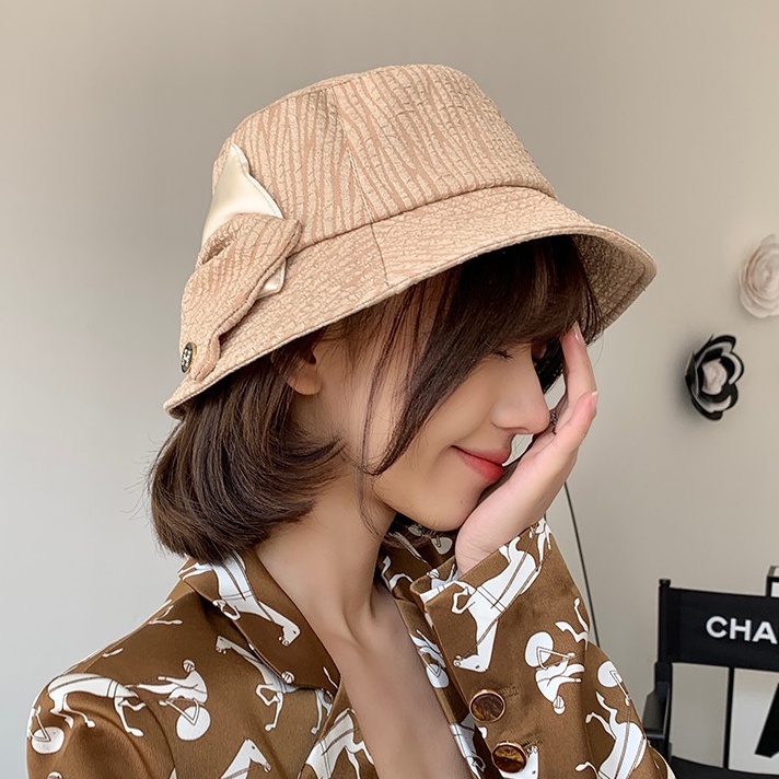 Big Bow All Match Summer Sunscreen Wide Brim Foldable Basin Hat