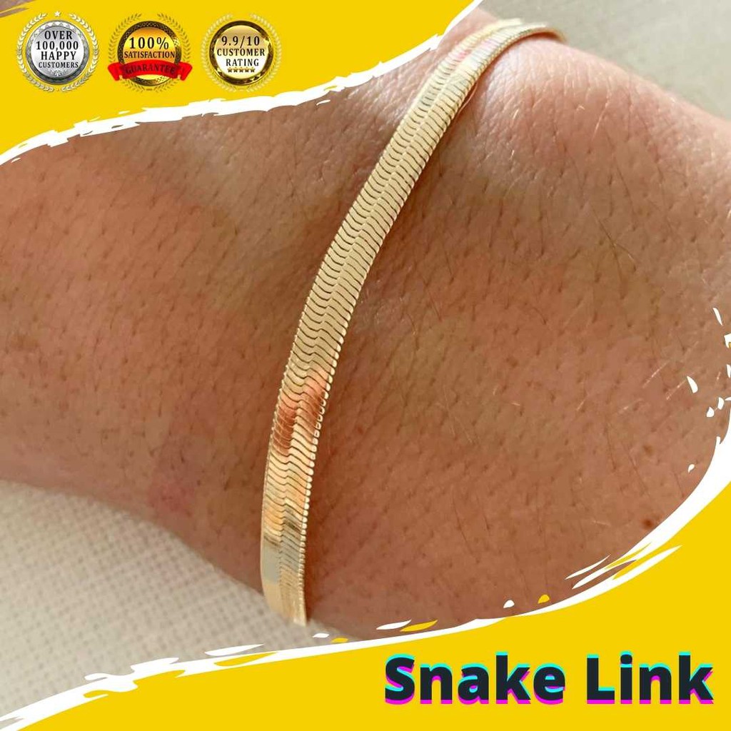 Bracelet for men, 14k Saudi Gold Snake Chain Original, Stainless ...