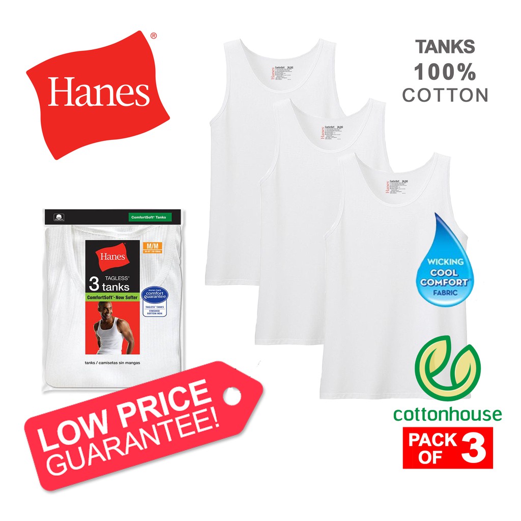 3 pcs HNS Tagless Tanks (Sando) Black/White 100% Cotton | Shopee ...