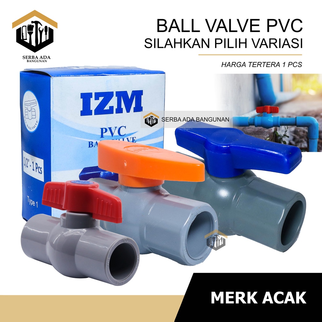 Ball VALVE 1/2 3/4 1Inch PVC HPP / STOP PVC Ballvalve Pipe Faucet 1/2" HPP / STOP Tap 1/2 INCH ...