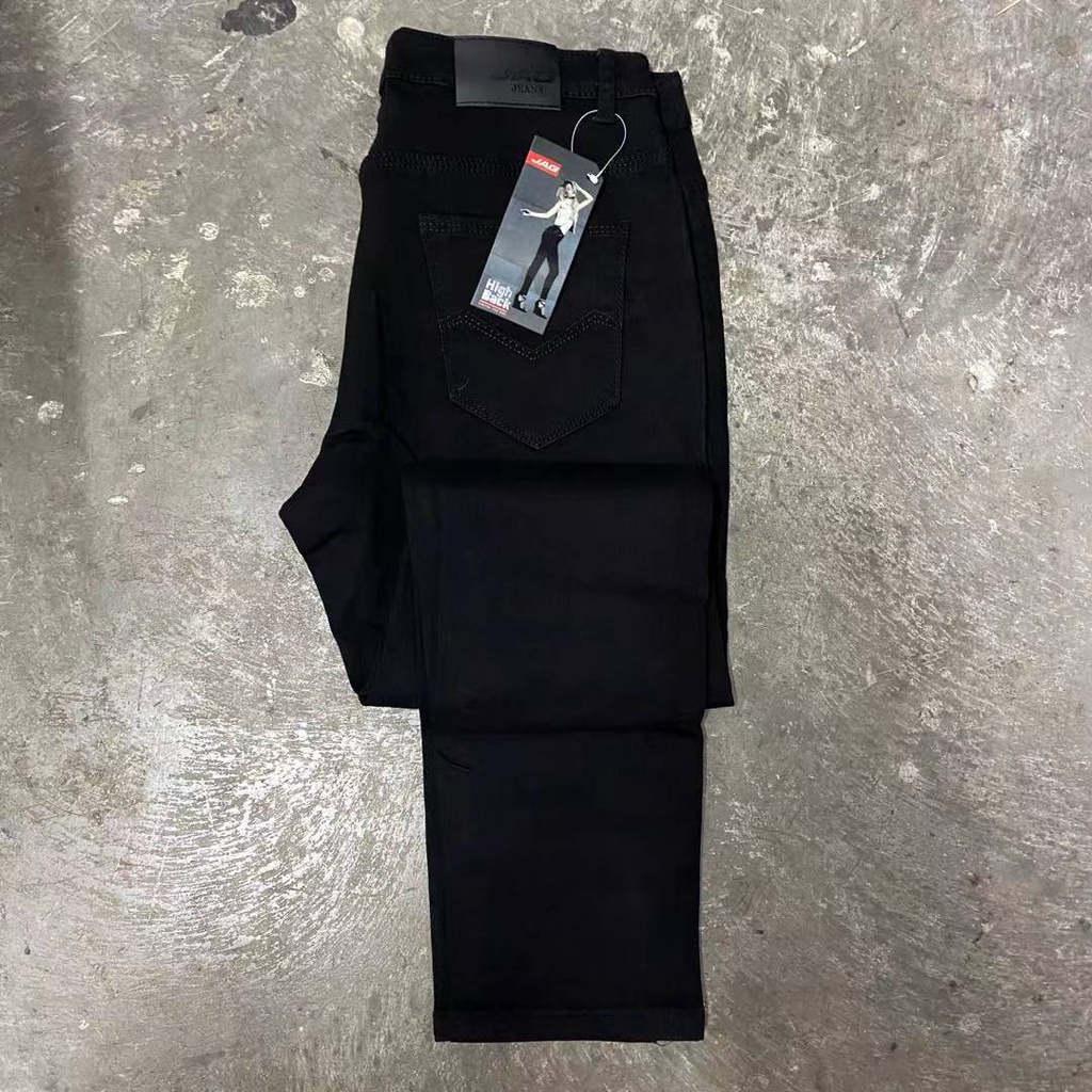 Cod Jag High waist jeans Plus size black stretch skinny denim pants for ...