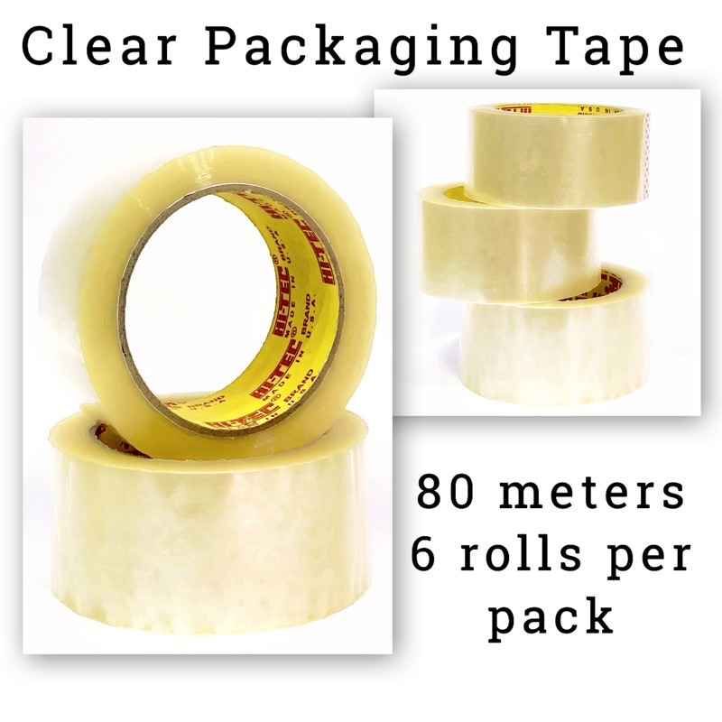 Hitec Packaging Tape 80 meters 6 rolls per pack tan and transparent ...