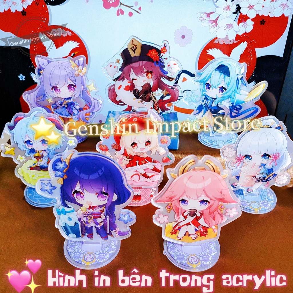 Genshin Impact Waifu standee mini model - Raiden Yae Hutao Ganyu Keqing ...