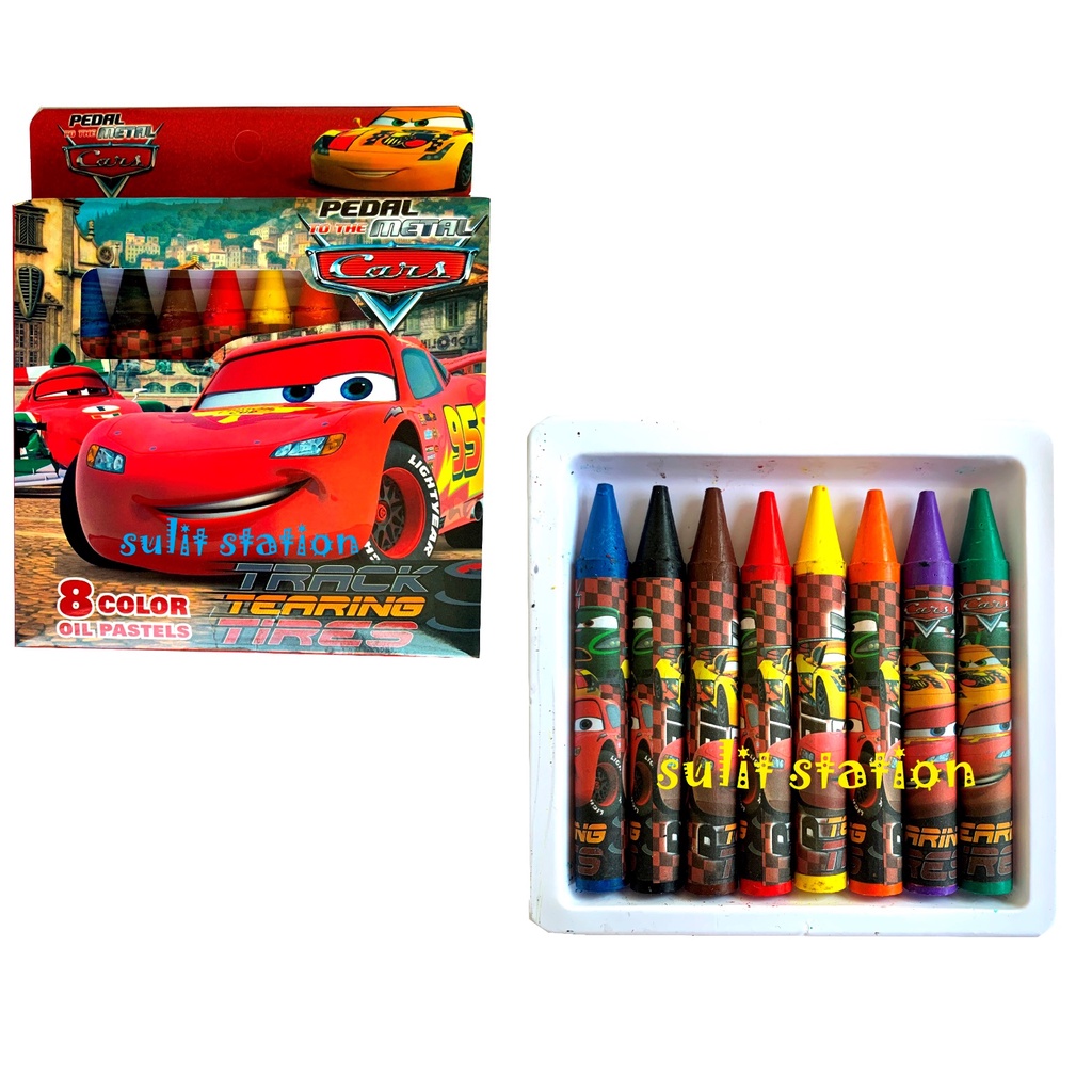 8pcs PIXAR CARS LIGHTNING McQUEEN JUMBO BIG COLOR CRAYONS BIG TRAINING ...