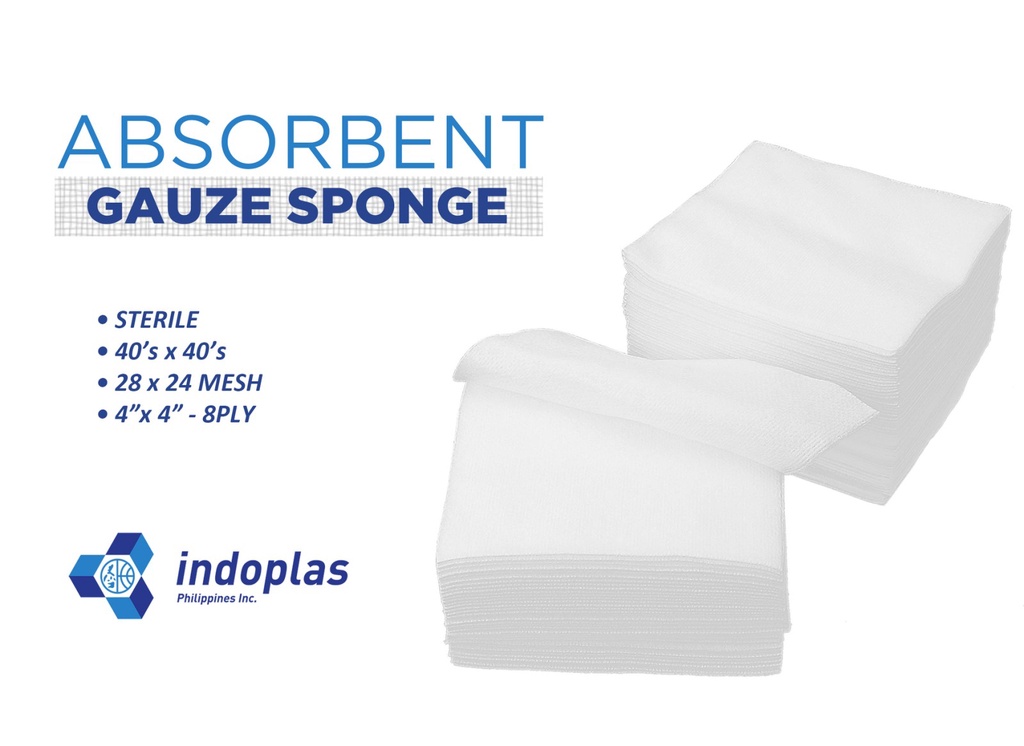 Indoplas Absorbent Gauze Sponge Pad 4x4 Sterile Box of 100 | Shopee ...