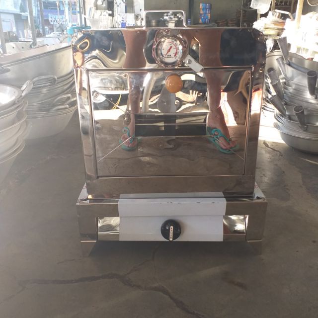 2layer gas type oven with gauge temperature 14x14 stainless | Shopee ...