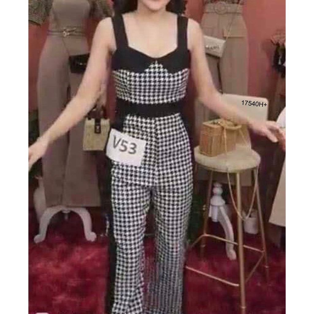 SS17540 Long sleeve jumpsuit with chinori stripes on the side | Shopee ...