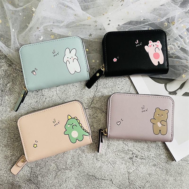 Women Cute Cartoon Wallet Animal Print Wallet Small Zipper Girl Coin ...