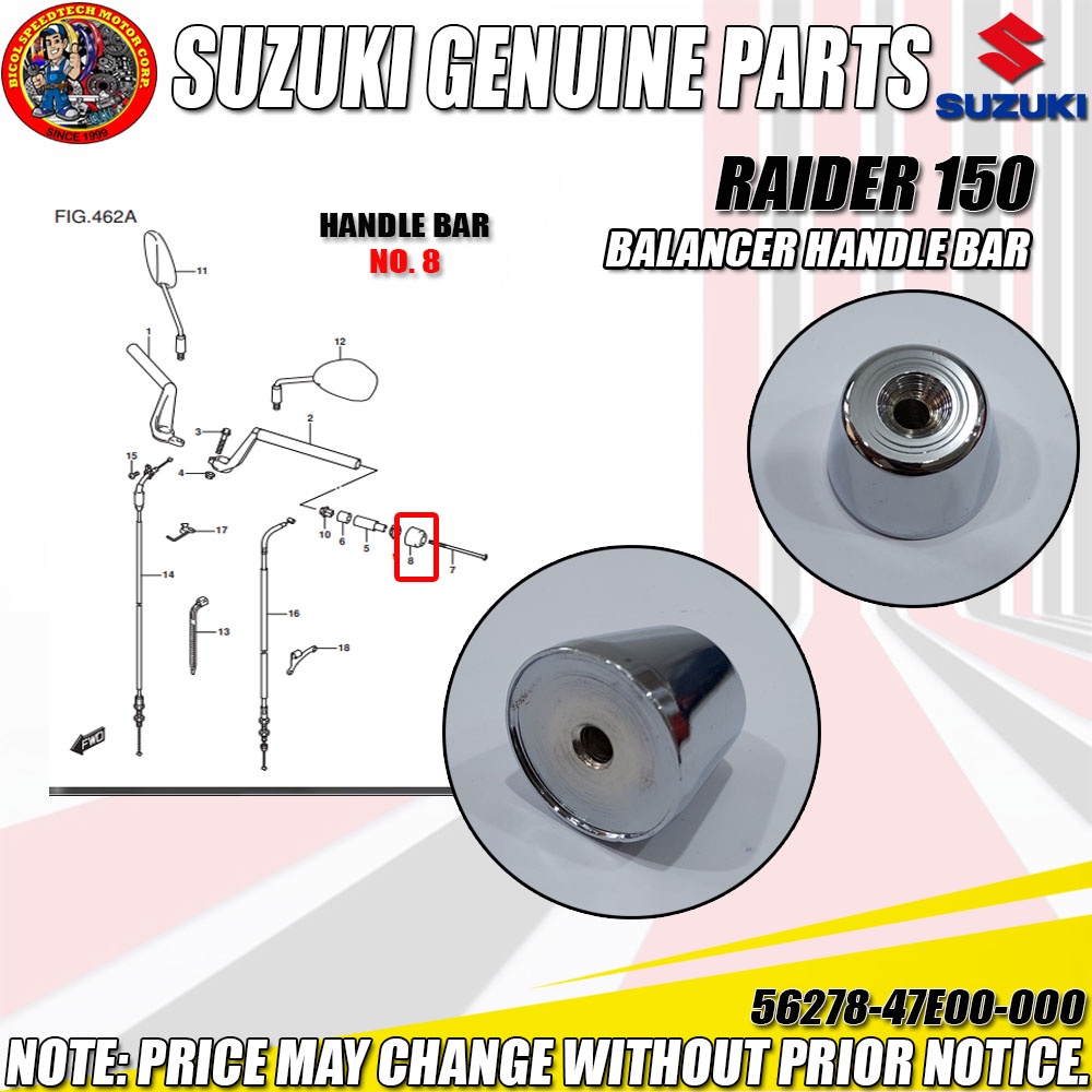 RAIDER150/RAIDER R150 BALANCER HANDLE BAR (SGP) (Genuine: 56278-47E00 ...