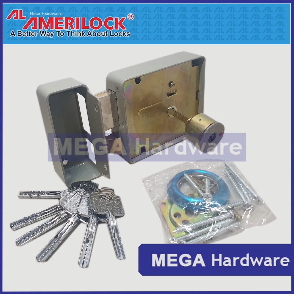 Amerilock Heavy Duty Gate Lock Rim Lock Door Latch (Standard Gate Lock ...
