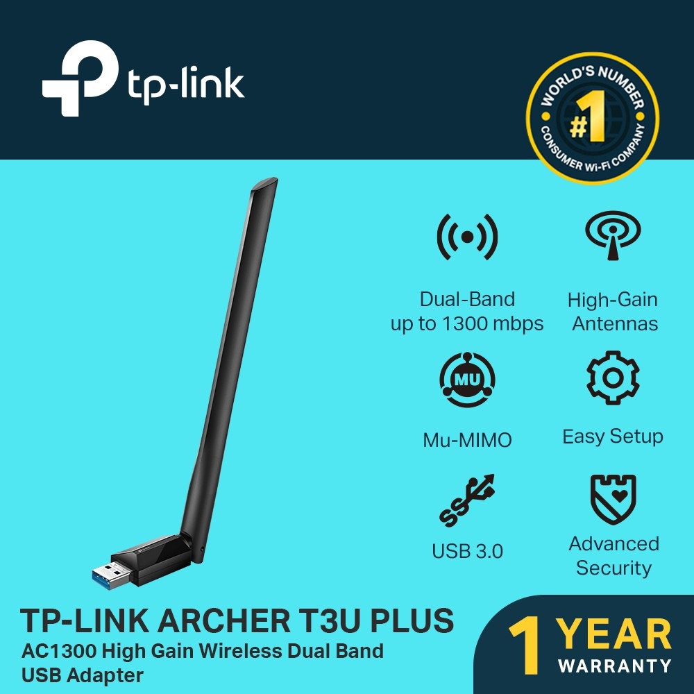 TP-Link Archer T3U Plus AC1300 High Gain Wireless Dual Band WiFi USB ...