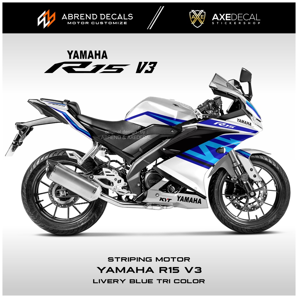 Striping YAMAHA R15 V3 LIVERY BLUE TRI COLOR AJI FIRMANTO / MOTORCYCLE ...