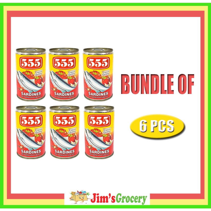 JIMS 555 SARDINES IN TOMATO SAUCE CHILI 155G (BUNDLE OF 6) | Shopee ...