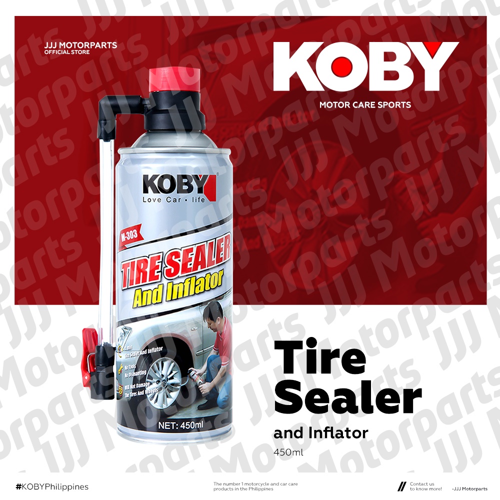 KOBY Tire Sealant Tire Sealer and Inflator 450ml ORIGINAL KOBY | Shopee ...