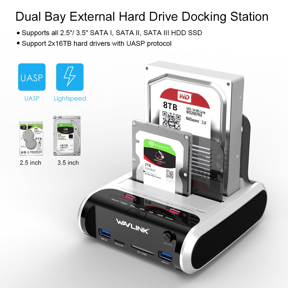 Wavelink USB 3.0 To Sata Dual Bay External Hard Drive Docking Station ...