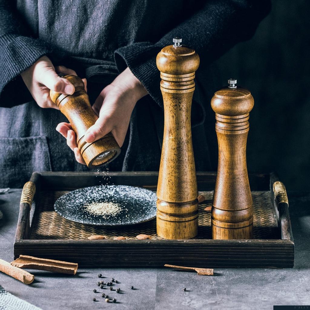5/8/10 Inch Manual Wood Salt Pepper Mill Grinder Spice Grinding Bottle ...