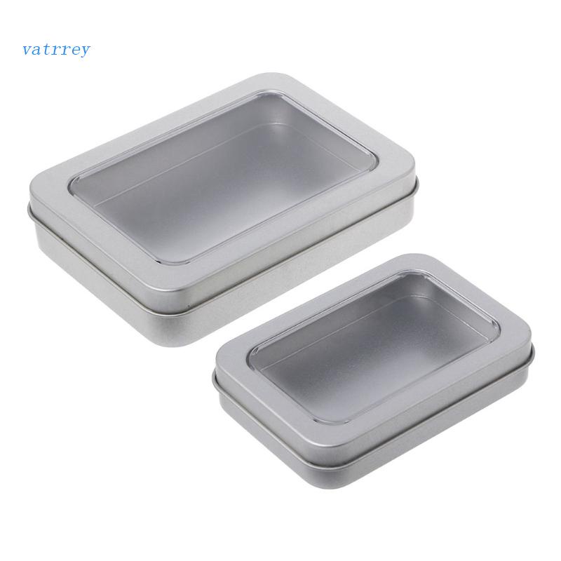 VA Tinplate Storage Box with Clear Window Top Metal Tin Can Boxes ...