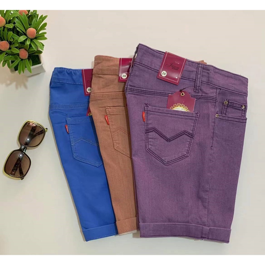 plus size Big size Classic Skinny pedal denim/High Waist Short | Shopee ...