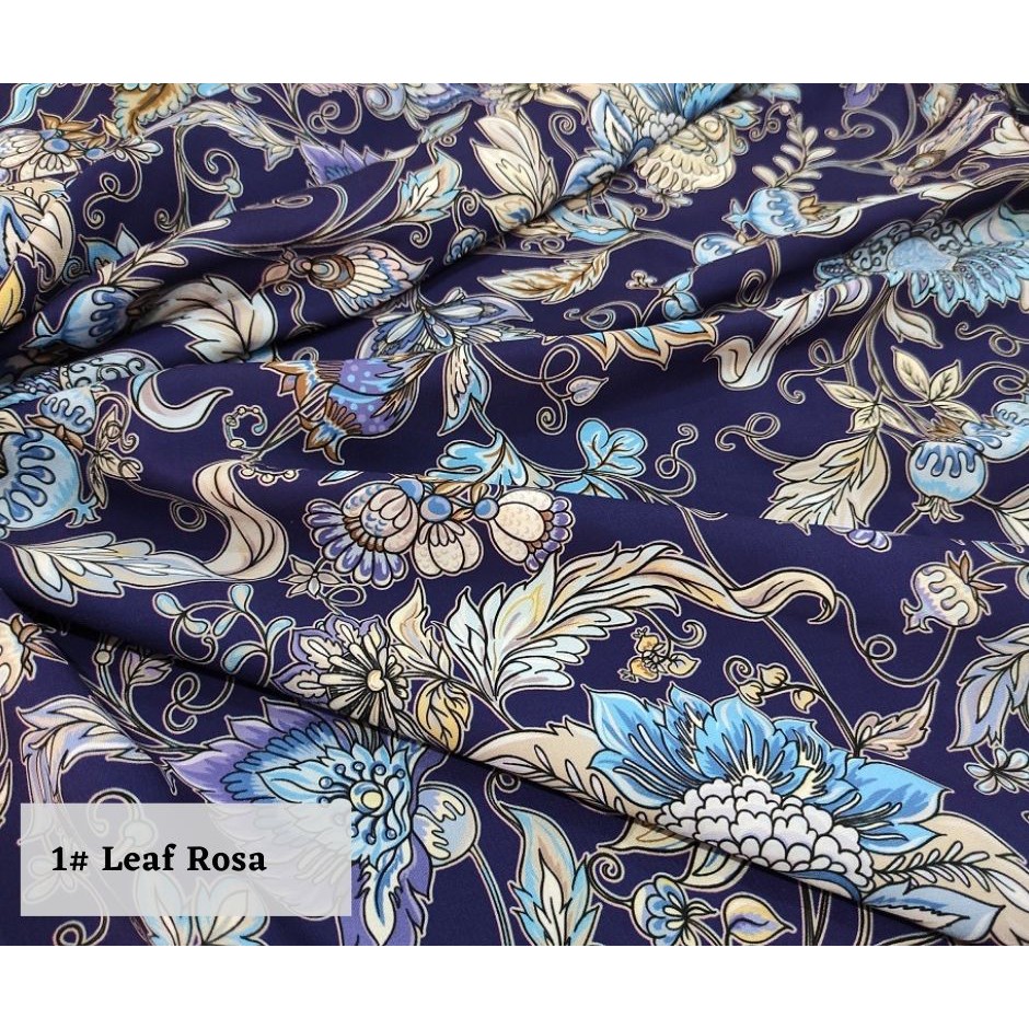 Silk Flower Print Fabric / Wollpeach Silk Fabric - Leaf Rosa (Per 0.5 ...