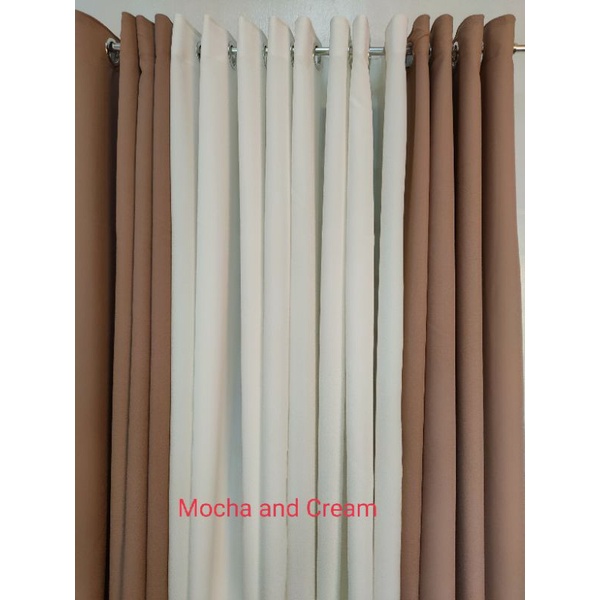 Mocha and Cream set 8 ring Grommet curtain | Shopee Philippines