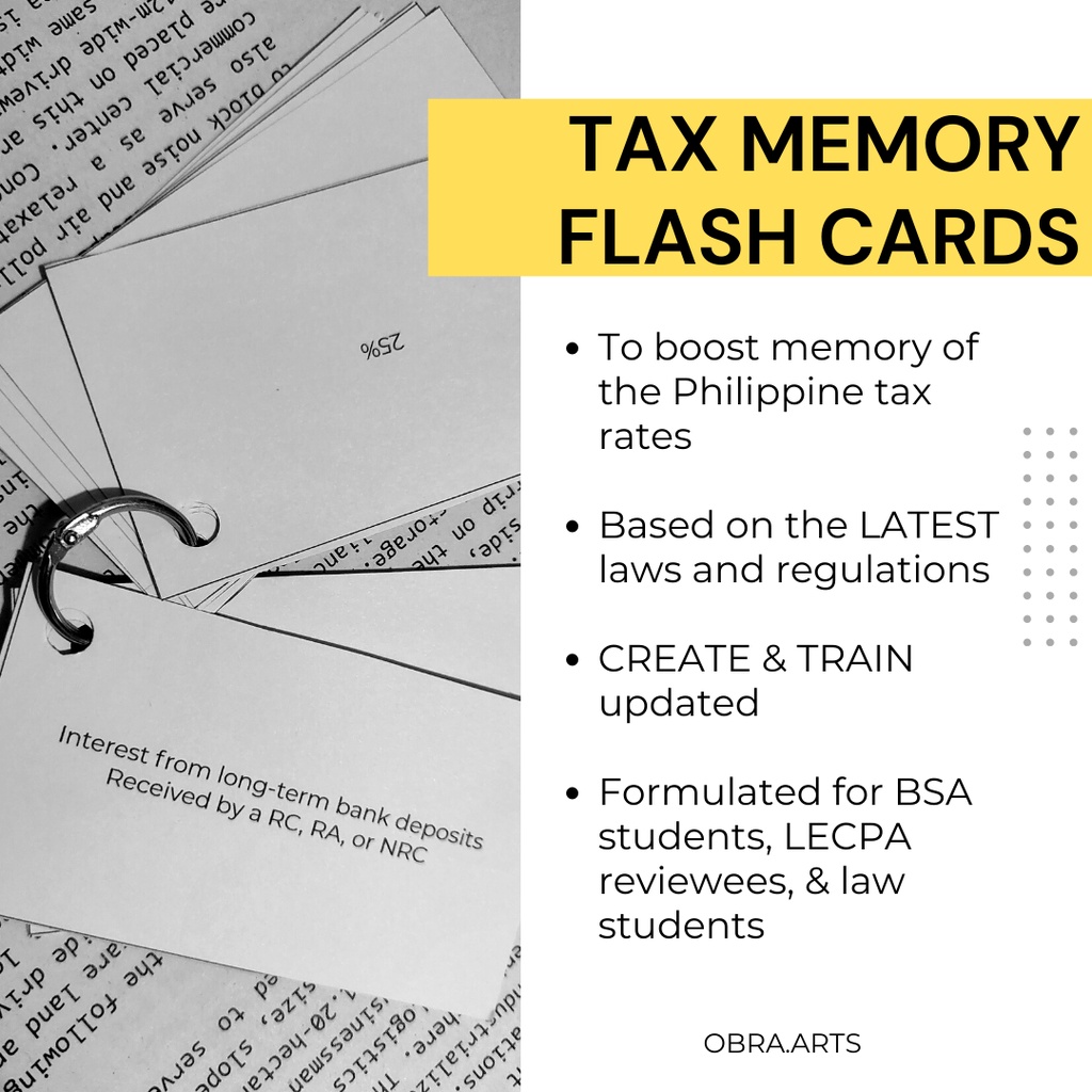CPA Tax Memory Flash Cards (CREATE & TRAIN updated) | Shopee Philippines