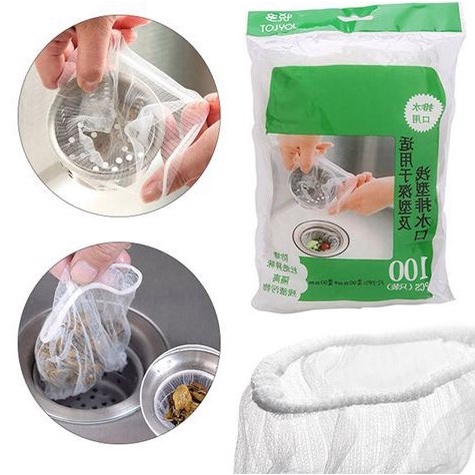 Bag of 100 Sink Trash Filters with Super Tough Mesh Design and Elastic ...