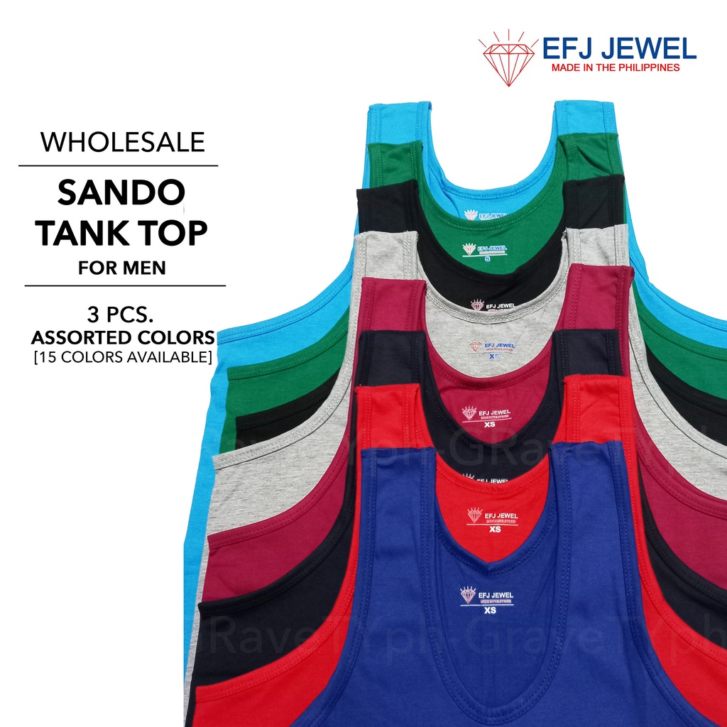 3 Pieces Sando for Adult - EFJ Jewel Brand -14 COLORS ASSORTED SIZE XS ...