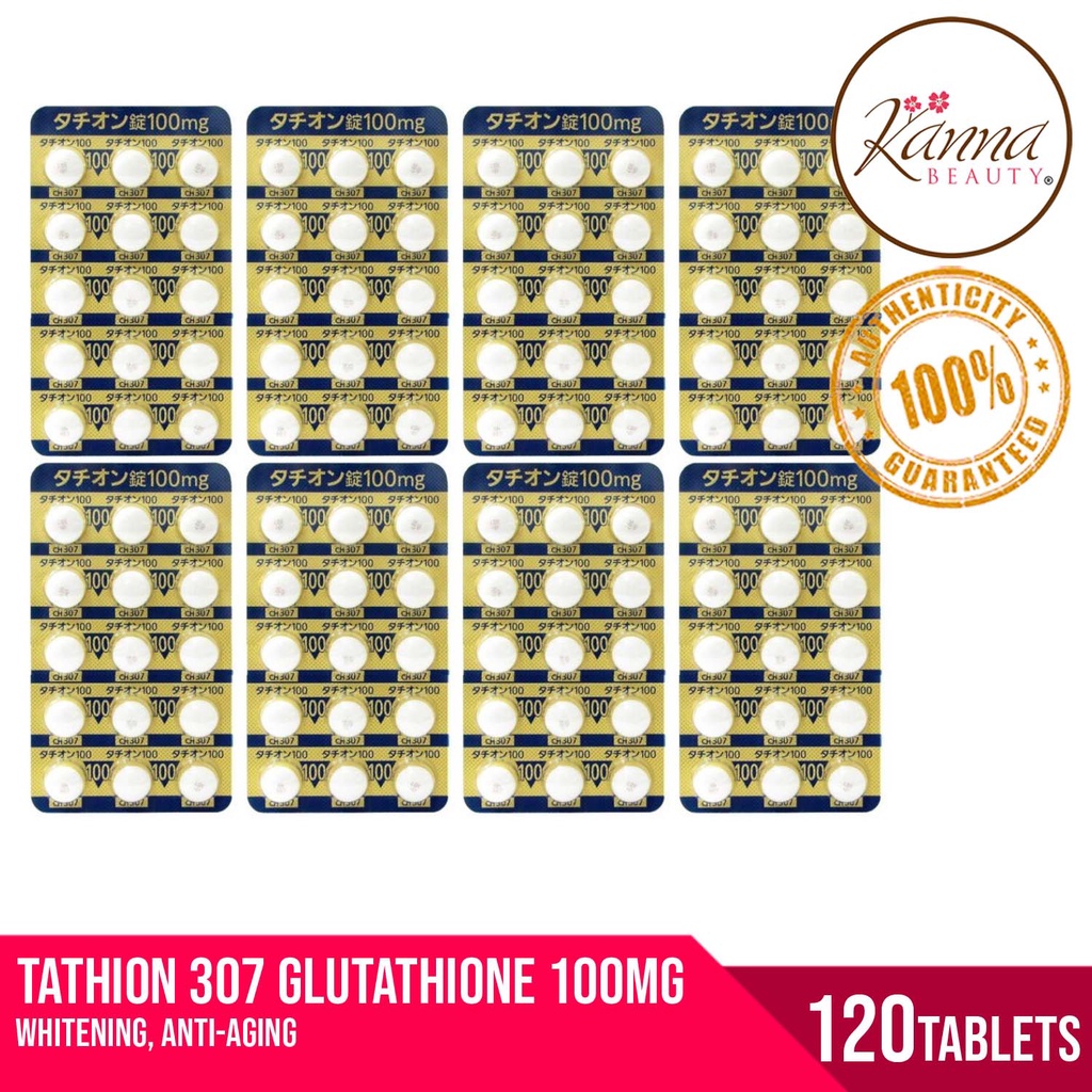 Tathion 307 Glutathione 100mg 120 Tablets (8Pads) | Shopee Philippines