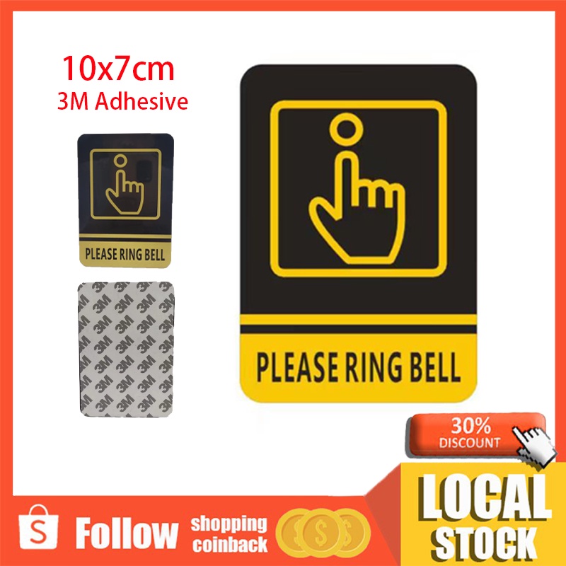 PLEASE RING BELL - PVC Doorbell Signage Boards 10x7cm 3M Sticker ...