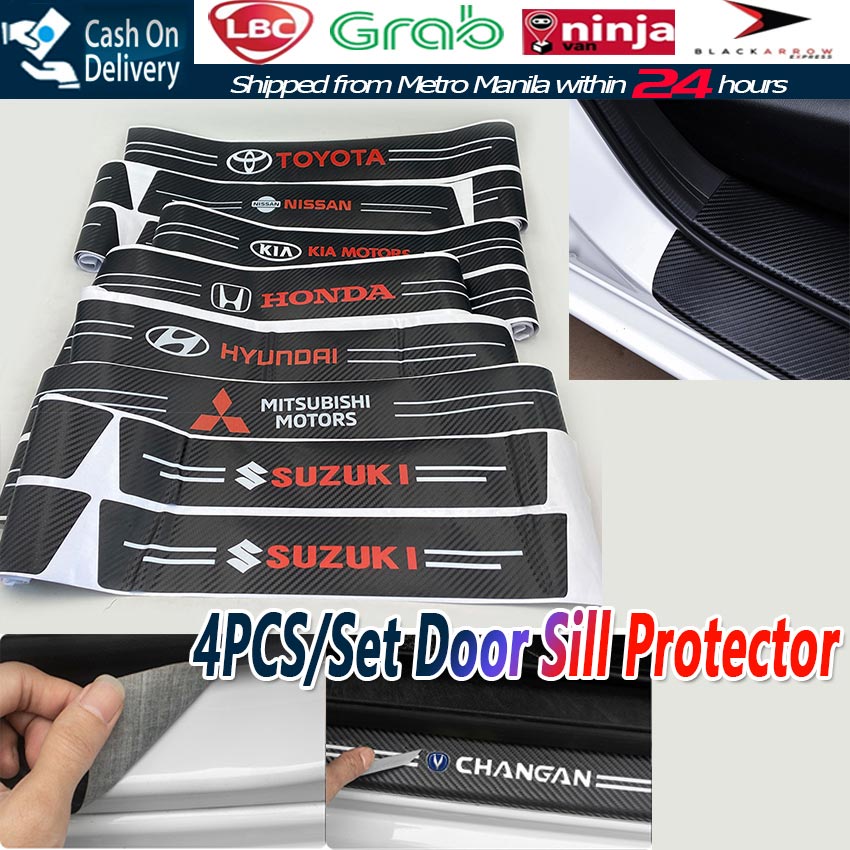 4pcs Car threshold protect Car sticker Carbon fiber Door Sill Protector ...